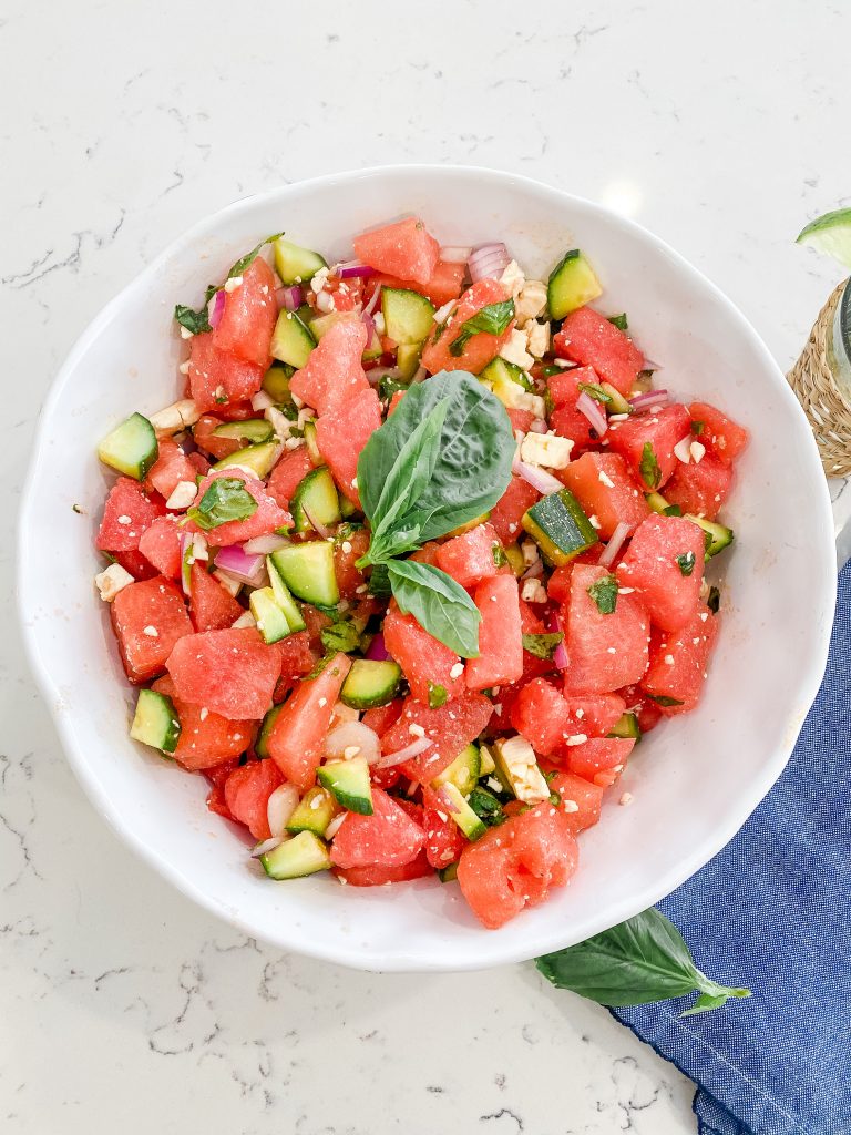 Watermelon Basil Salad With Feta - Life on Pineapple Lane